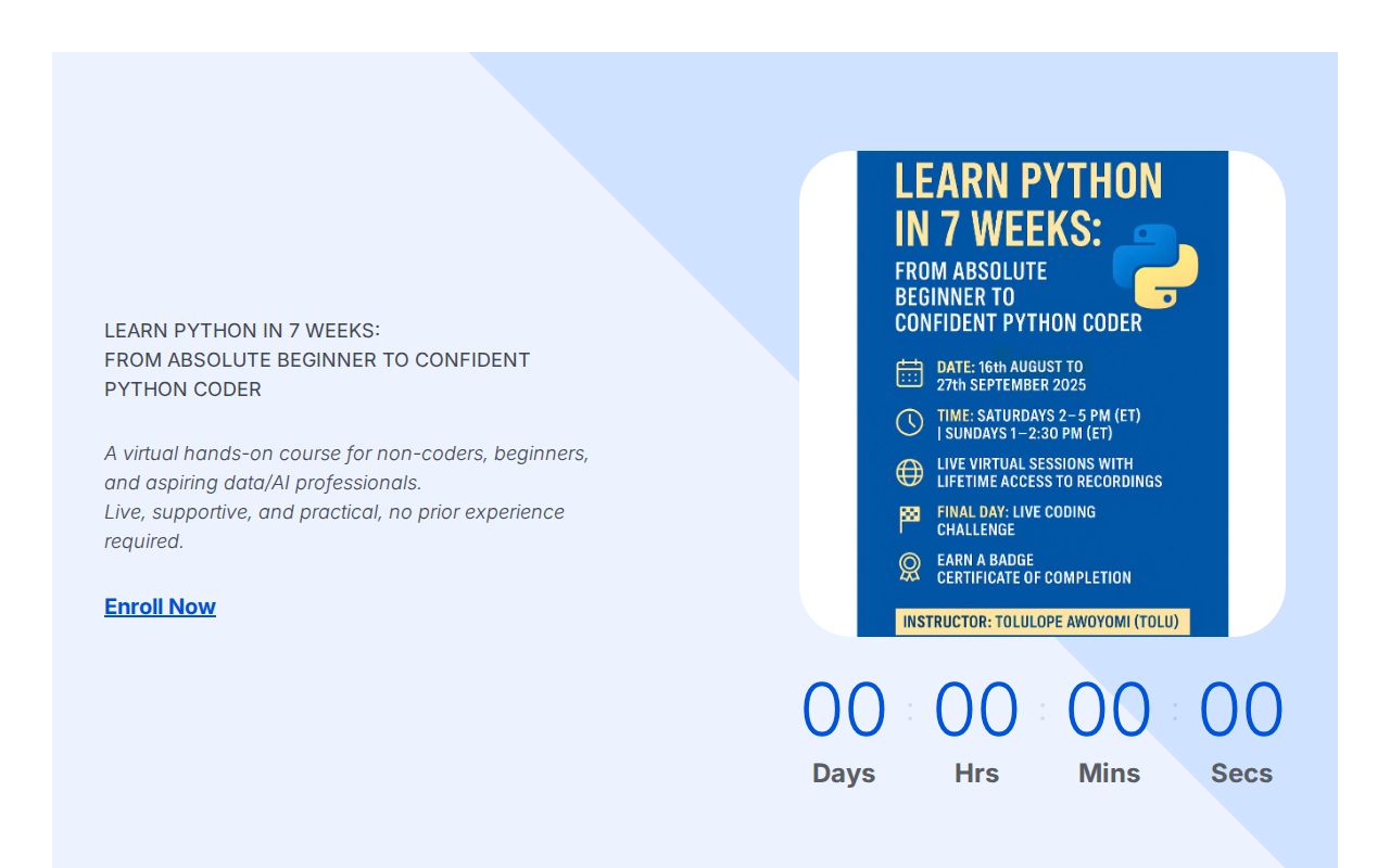 Learn Python in 7 Weeks – Beginner to Confident Coder